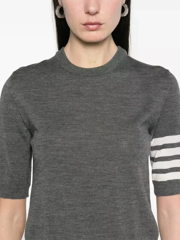 Thom Browne 4-bar Stripe Fine-knit T-shirt - Grey