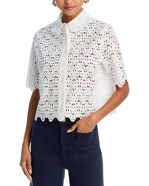 FRAME The Deco Eyelet Top