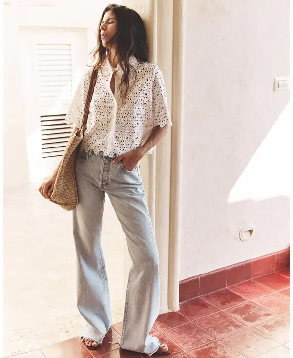 FRAME The Deco Eyelet Top