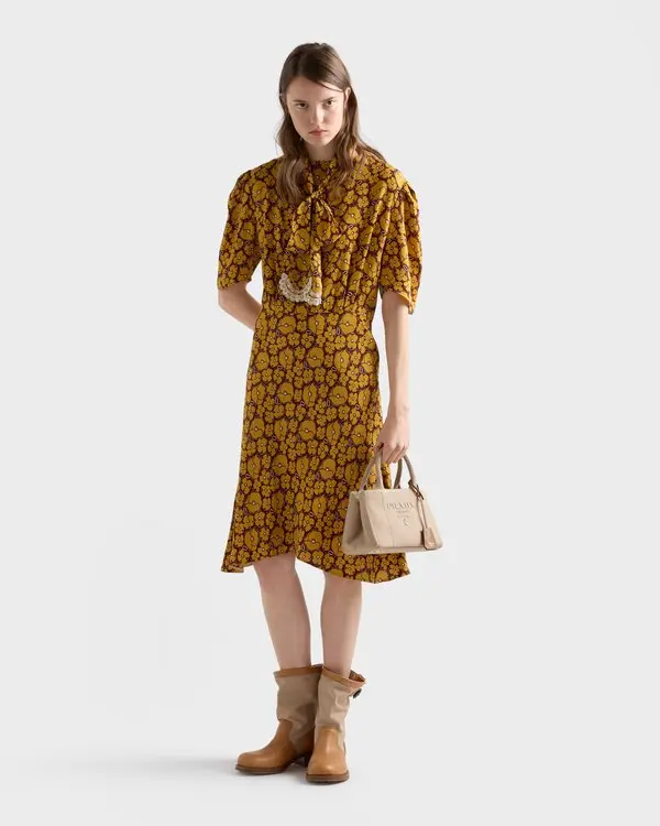 Prada Jardiniere Mini Cotton Canvas Handbag - Neutral