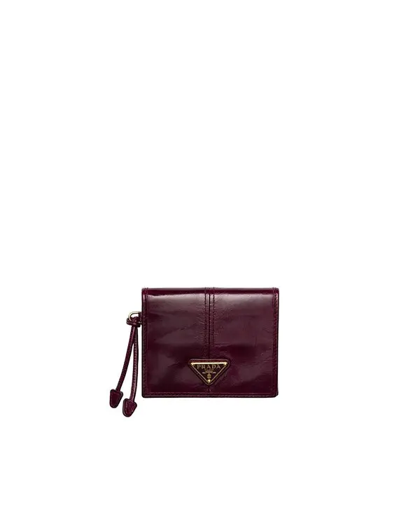 Prada Small Leather Wallet - Burgundy