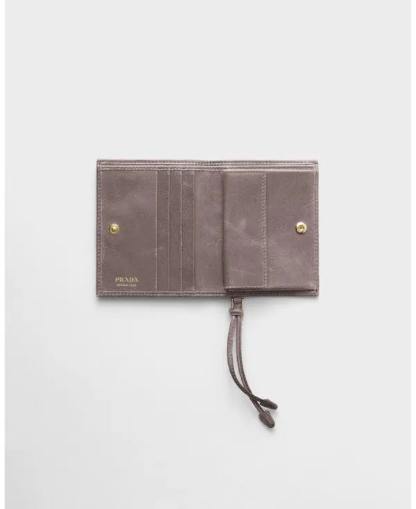 Prada Small Leather Wallet - Grey