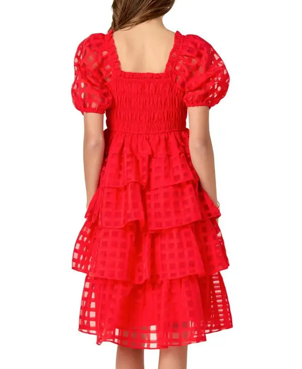 English Factory Check Organza Tie Midi Dress