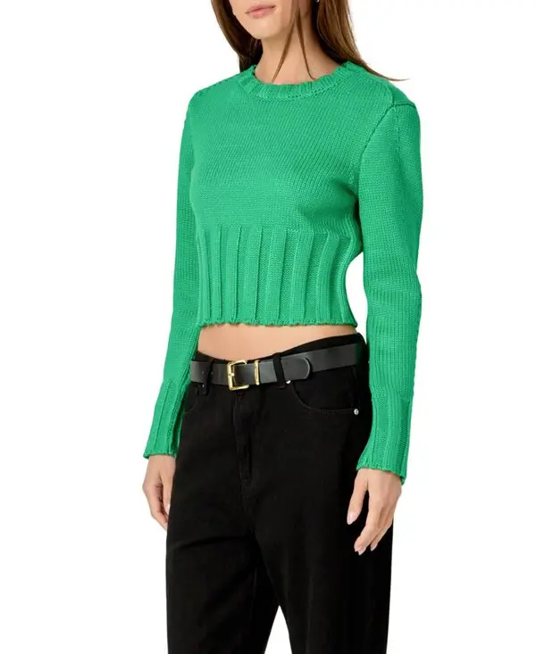 English Factory Open Back Cropped Sweater - Green