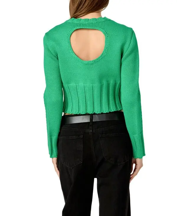 English Factory Open Back Cropped Sweater - Green