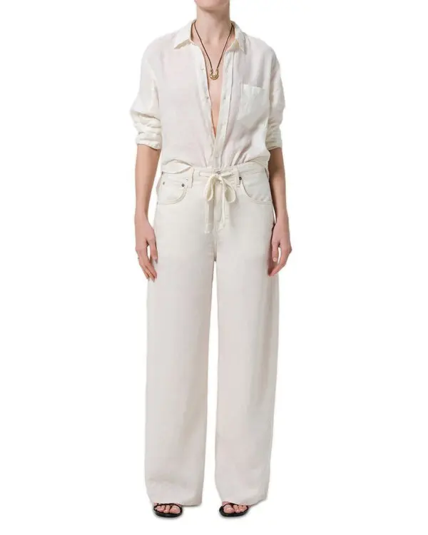 Citizens Of Humanity Brynn Drawstring Linen Trousers - Vanilla