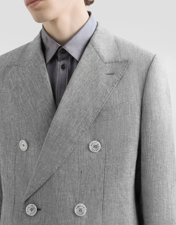 Dolce & Gabbana Sicilia Light Double-breasted Linen Canvas Jacket - Grey