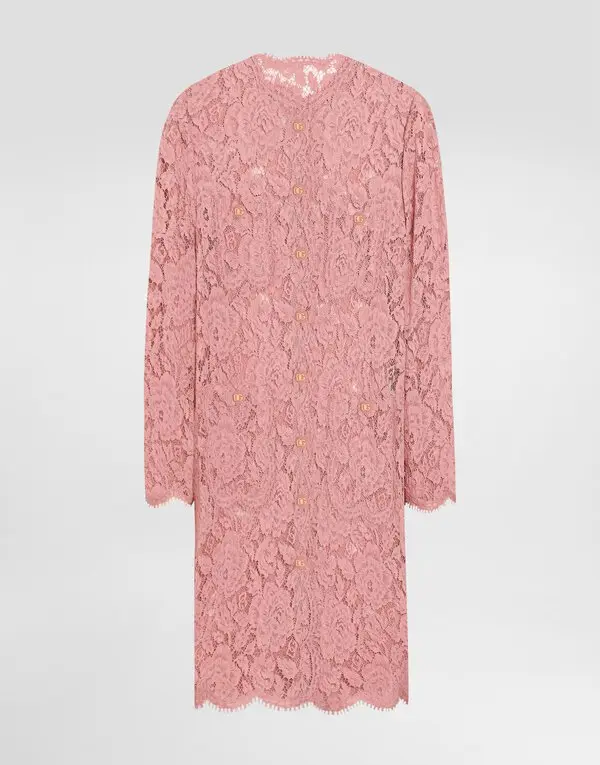 Dolce & Gabbana Floral Cordonnet Lace Coat With Dg Logo