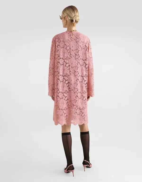 Dolce & Gabbana Floral Cordonnet Lace Coat With Dg Logo