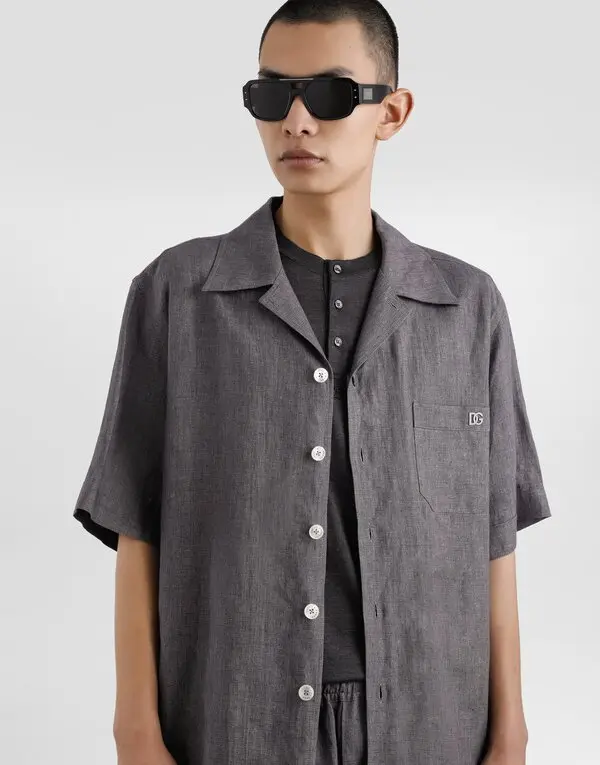 Dolce & Gabbana Hawaii Linen Canvas Shirt - Grey