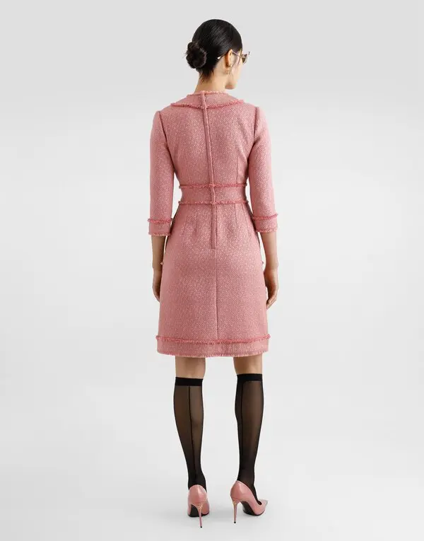 Dolce & Gabbana Raschel Tweed A-line Shirt Dress - Pink