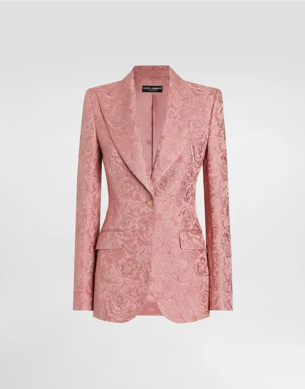 Dolce & Gabbana Single-breasted Floral Quilted Jacquard Turlington Jacket - Pink