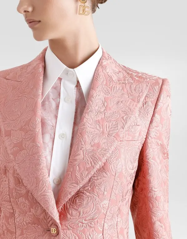 Dolce & Gabbana Single-breasted Floral Quilted Jacquard Turlington Jacket - Pink