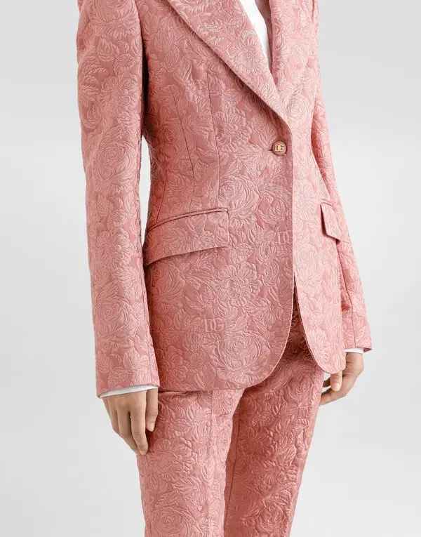 Dolce & Gabbana Single-breasted Floral Quilted Jacquard Turlington Jacket - Pink