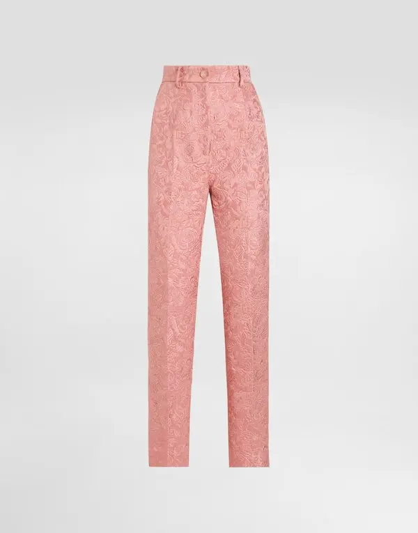 Dolce & Gabbana Tailored Quilted Floral Jacquard Pants - Pink