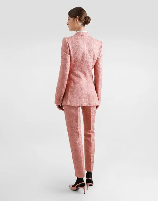 Dolce & Gabbana Tailored Quilted Floral Jacquard Pants - Pink