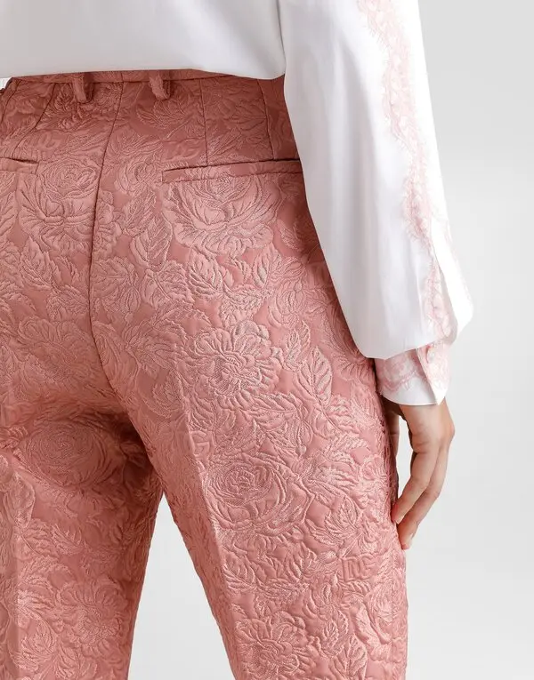 Dolce & Gabbana Tailored Quilted Floral Jacquard Pants - Pink