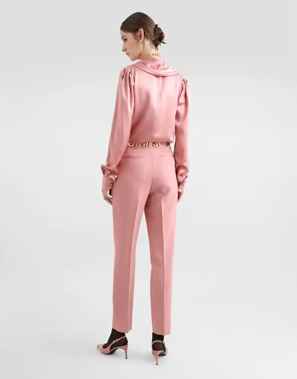 Dolce & Gabbana Silk Satin Shawl Neck Blouse