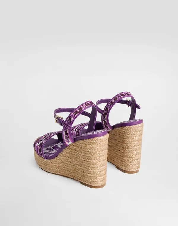 Dolce & Gabbana Wedge Sandals With Majolica Embroidery - Multicolor