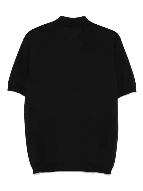 KANGRA Fine-ribbed Polo Shirt - Black