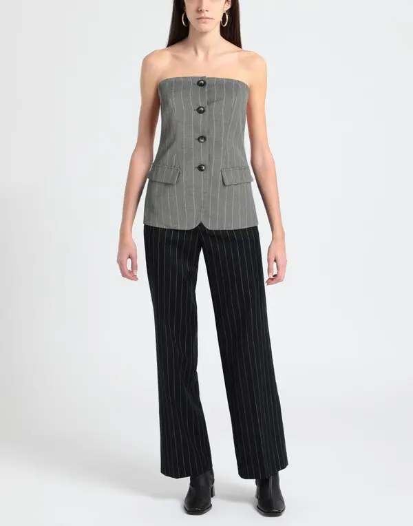 VICOLO Strapless Pinstriped Top