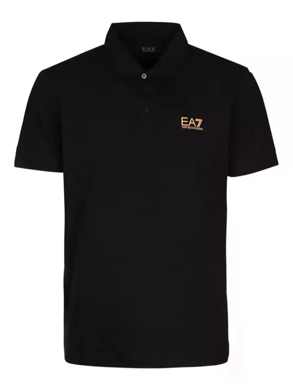 EA7 Logo-embroidered Polo Shirt - Black