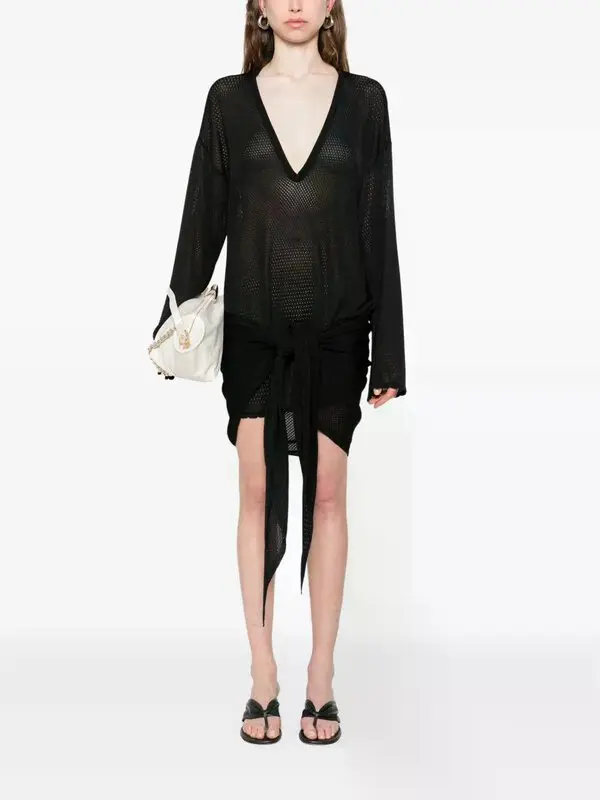 Attico Knotted Mini Dress - Black