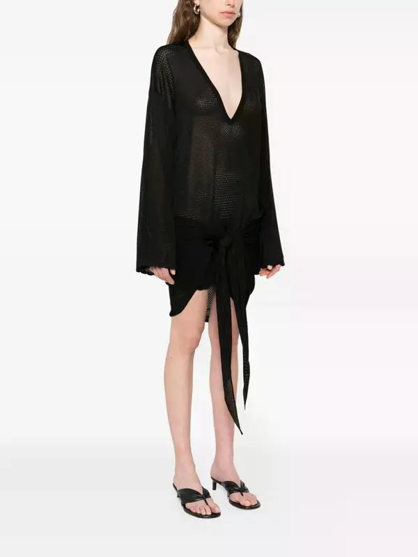 Attico Knotted Mini Dress - Black