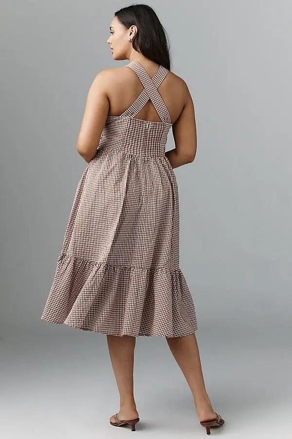 brown gingham halter dress Rose | gingham girl summer  outfit details in stories  #summerdress  #summertrends #ginghamdress #gingham #dress green gingham dress , halter...