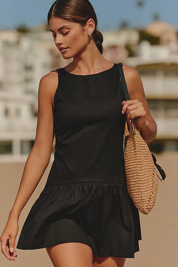 Peixoto Addison Sleeveless Drop-waist Mini Dress - Black