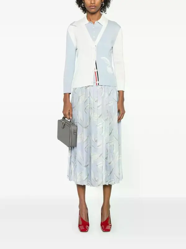 Thom Browne Feather-intarsia Cotton Cardigan - Blue