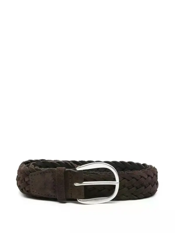 ORTIGNI Suede Braided Belt - Brown