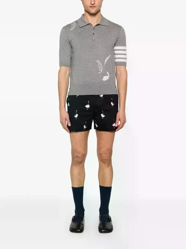 Thom Browne Feather Intarsia 4-bar Polo