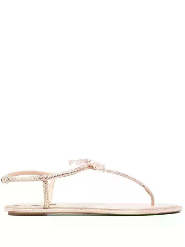 Rene Caovilla Flower Embellished Sandals - Neutrals