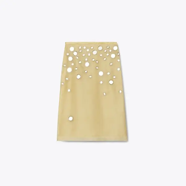 Tory Burch Embellished Mirror Skirt - Soft Wheat