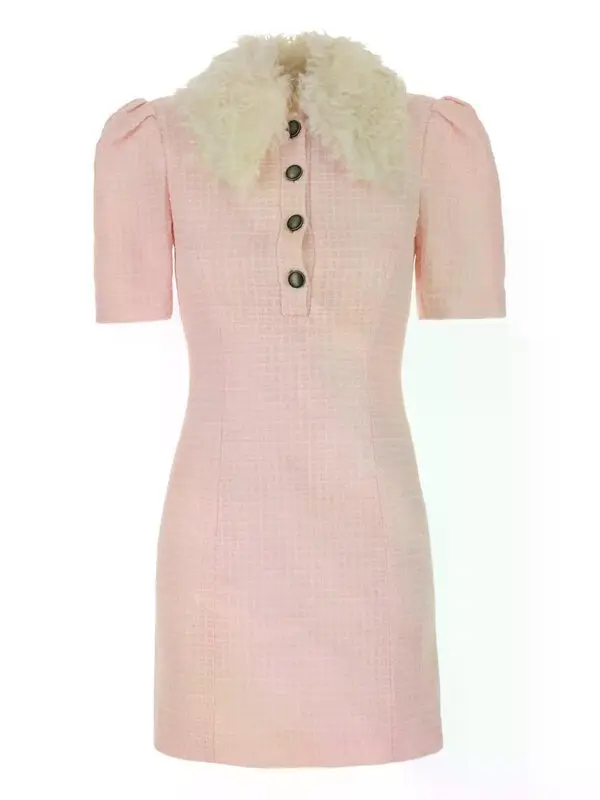 Alessandra Rich Button-up Dress With Faux Fur Collar