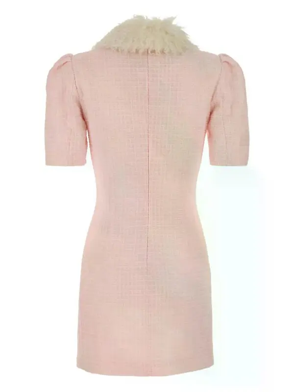 Alessandra Rich Button-up Dress With Faux Fur Collar