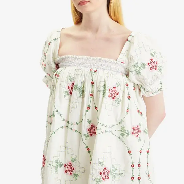 damson madder lulu embroidered mini dress Damson Madder Lulu Puff Embroidered Minidress