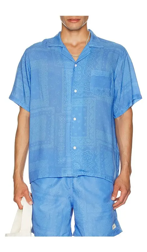 BATHER Cornflower Tonal Bandana Camp Shirt
