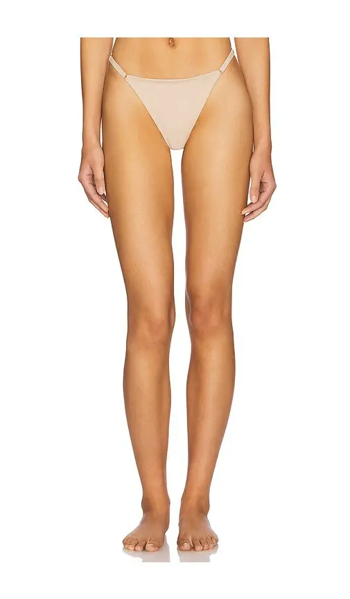 Natori Verge Adjustable String Thong In Nude - Cafe