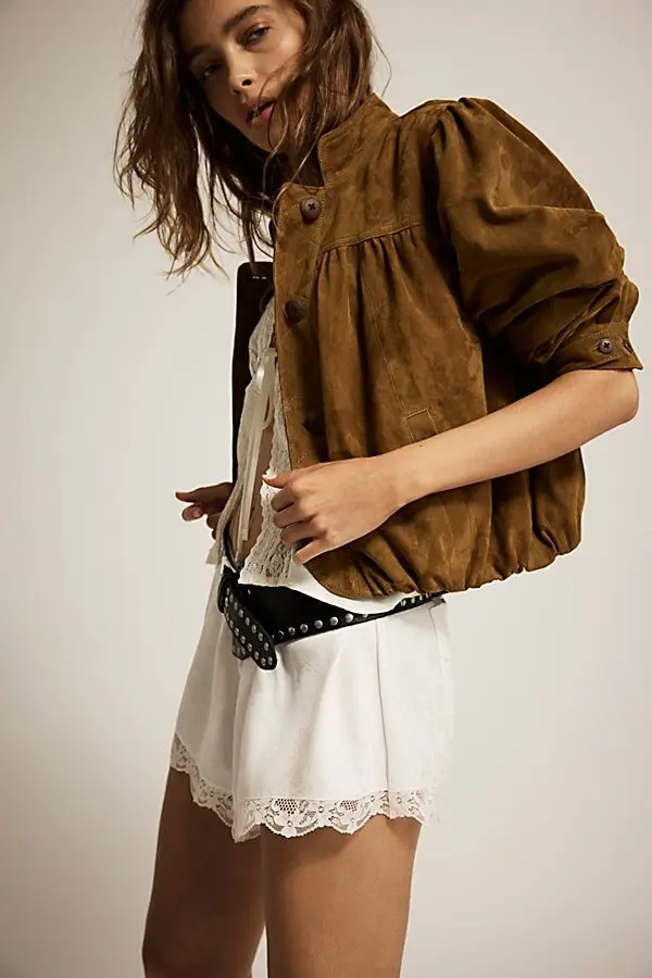 Free People Nimbus Suede Jacket - Olive Tapenade