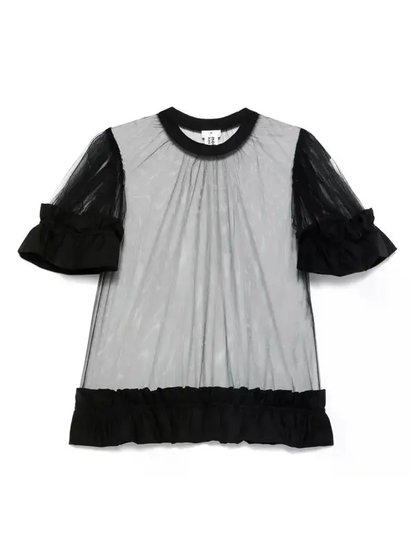 Noir Kei Ninomiya Ruffle-detail Sheer Blouse