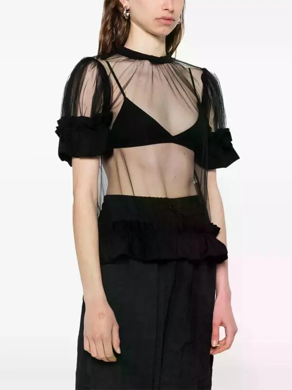 Noir Kei Ninomiya Ruffle-detail Sheer Blouse