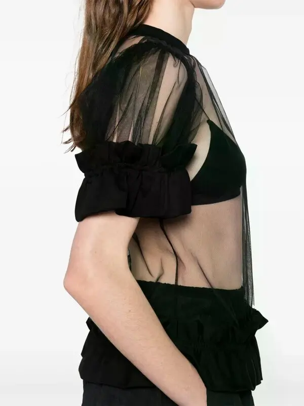 Noir Kei Ninomiya Ruffle-detail Sheer Blouse