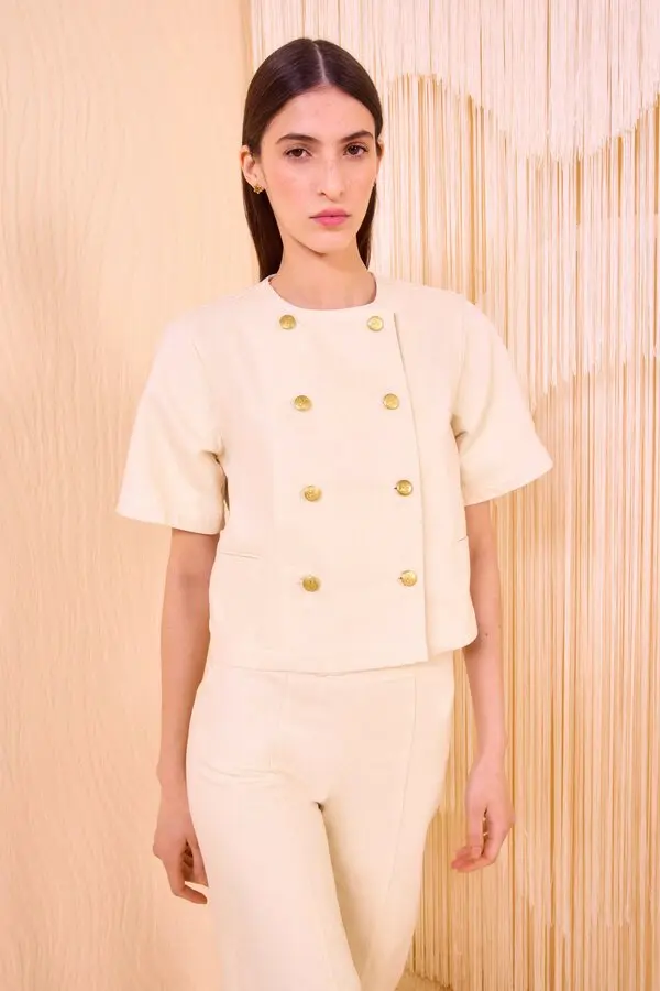 Ulla Johnson Serge Short Sleeve Jacket - Birch