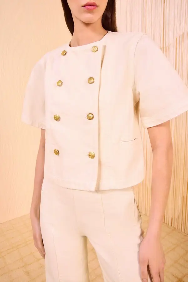 Ulla Johnson Serge Short Sleeve Jacket - Birch