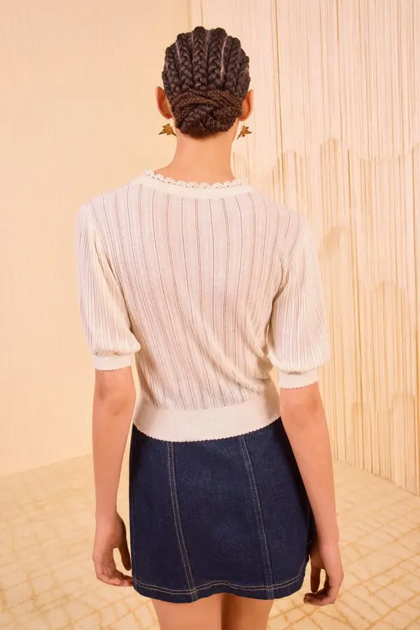 Ulla Johnson Gemma Short Sleeve Knit Top - Pristine