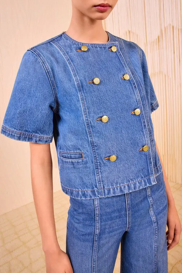 Ulla Johnson The Serge Short Sleeve Jacket - Danube