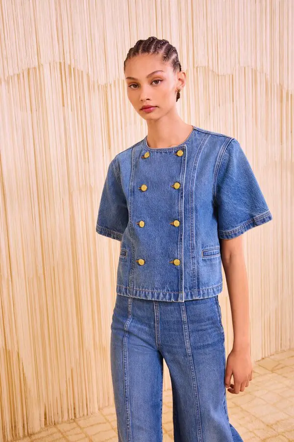Ulla Johnson The Serge Short Sleeve Jacket - Danube