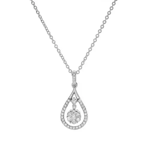 LUVMYJEWELRY Elysian Teardrop Diamond Pendant In 14k Gold - 14k White Gold